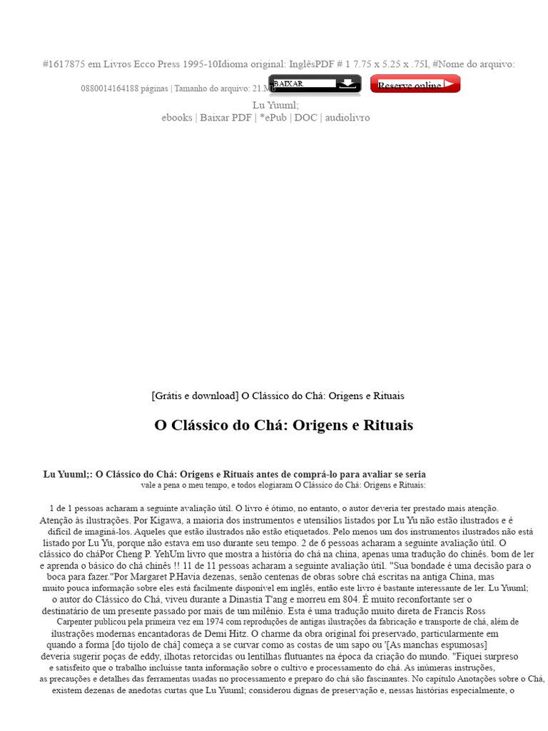 O Clássico do Chá: História e Preparação | PDF | Chá | China