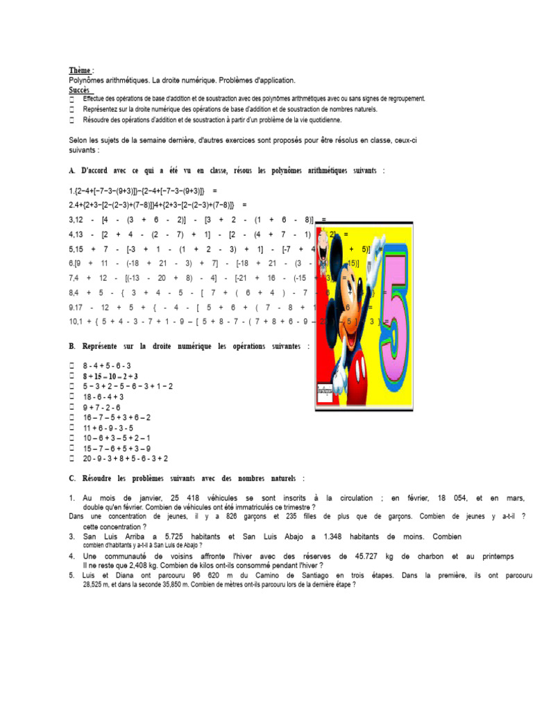 Polynômes et opérations sur la droite numérique | PDF | Mathématiques ...