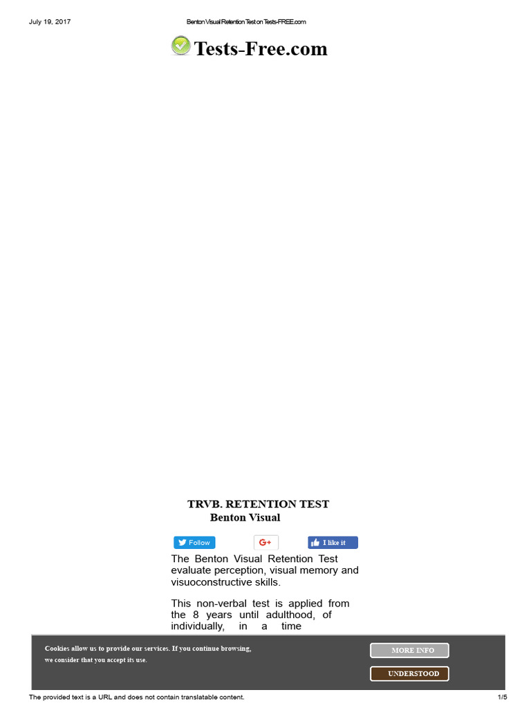 Benton Visual Retention Test in Free Tests | PDF | Behavioural Sciences ...