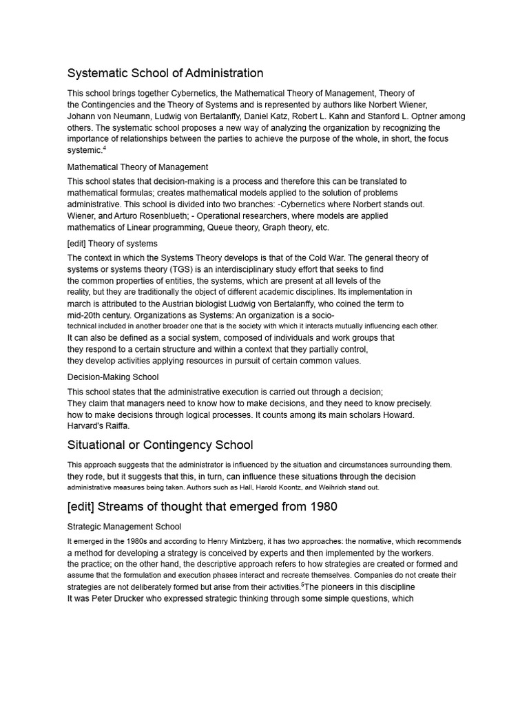 Overview of Systematic Management Theories | PDF | System