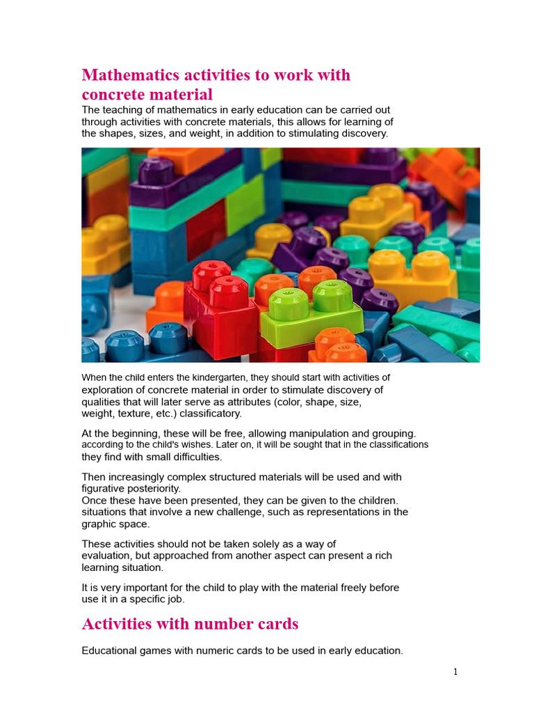 Engaging Math Activities for Preschoolers | PDF