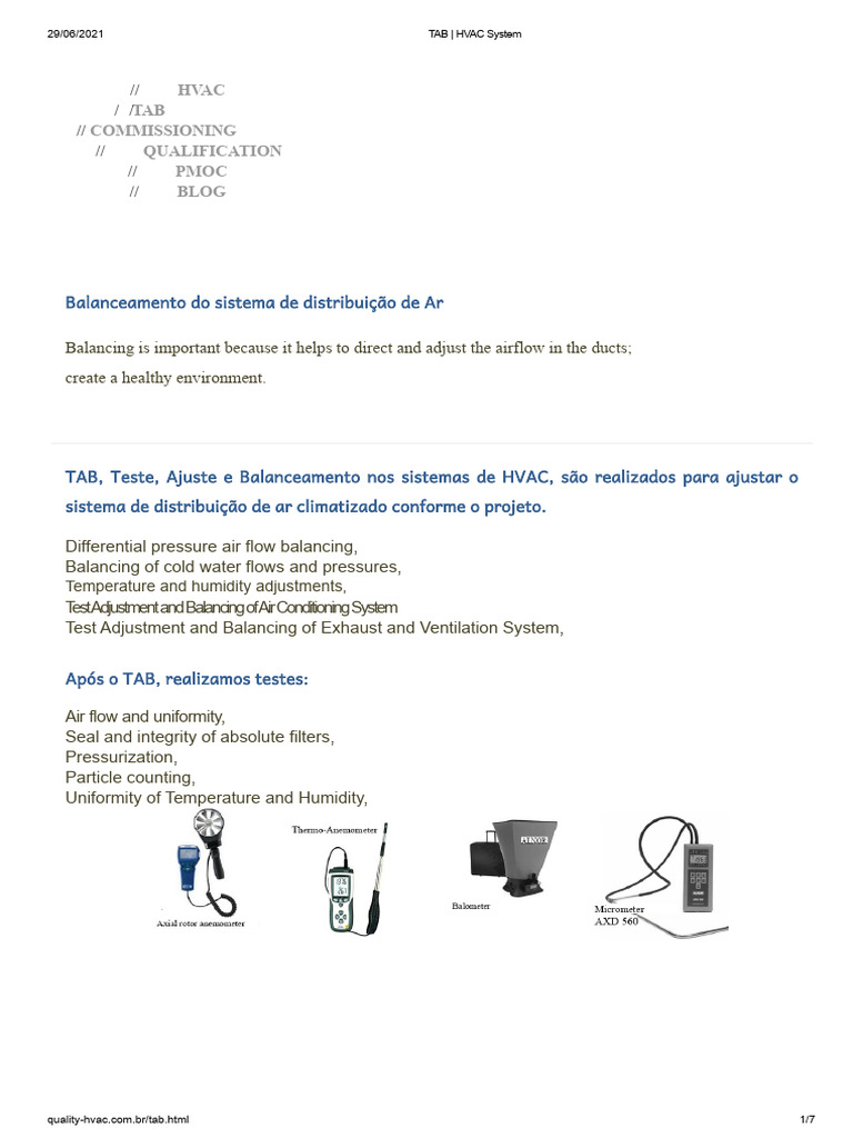 TAB - HVAC System | PDF | Duct (Flow) | Sustainable Building