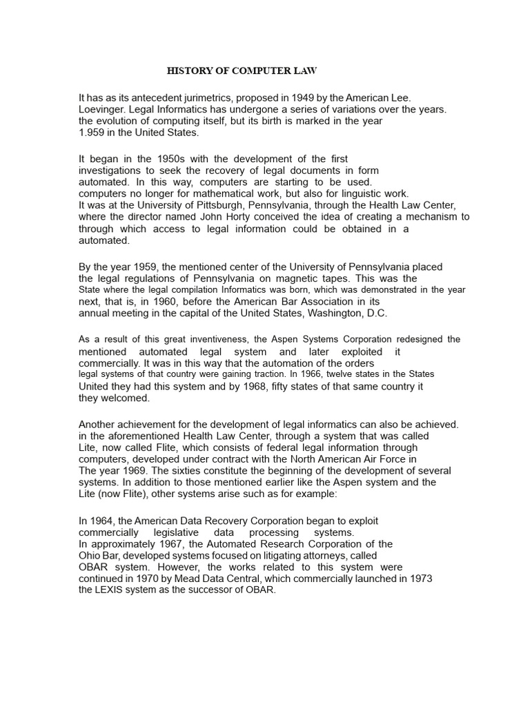 History of Computer Law | PDF | Lexis Nexis | Computing