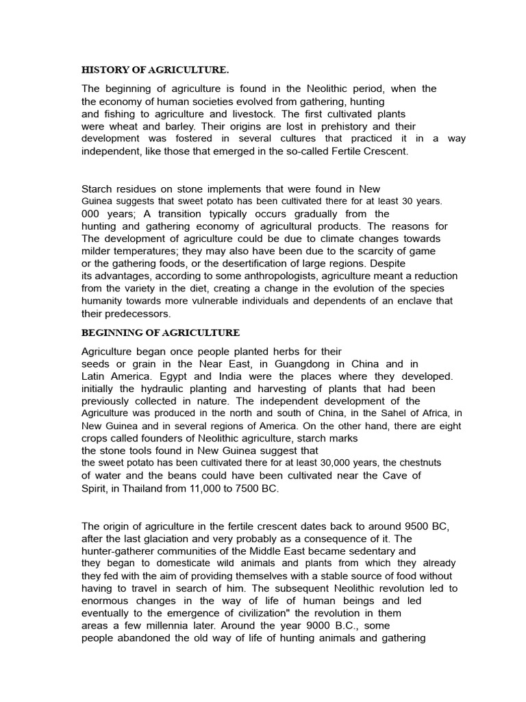 History of Agriculture | PDF | Agriculture | Neolithic