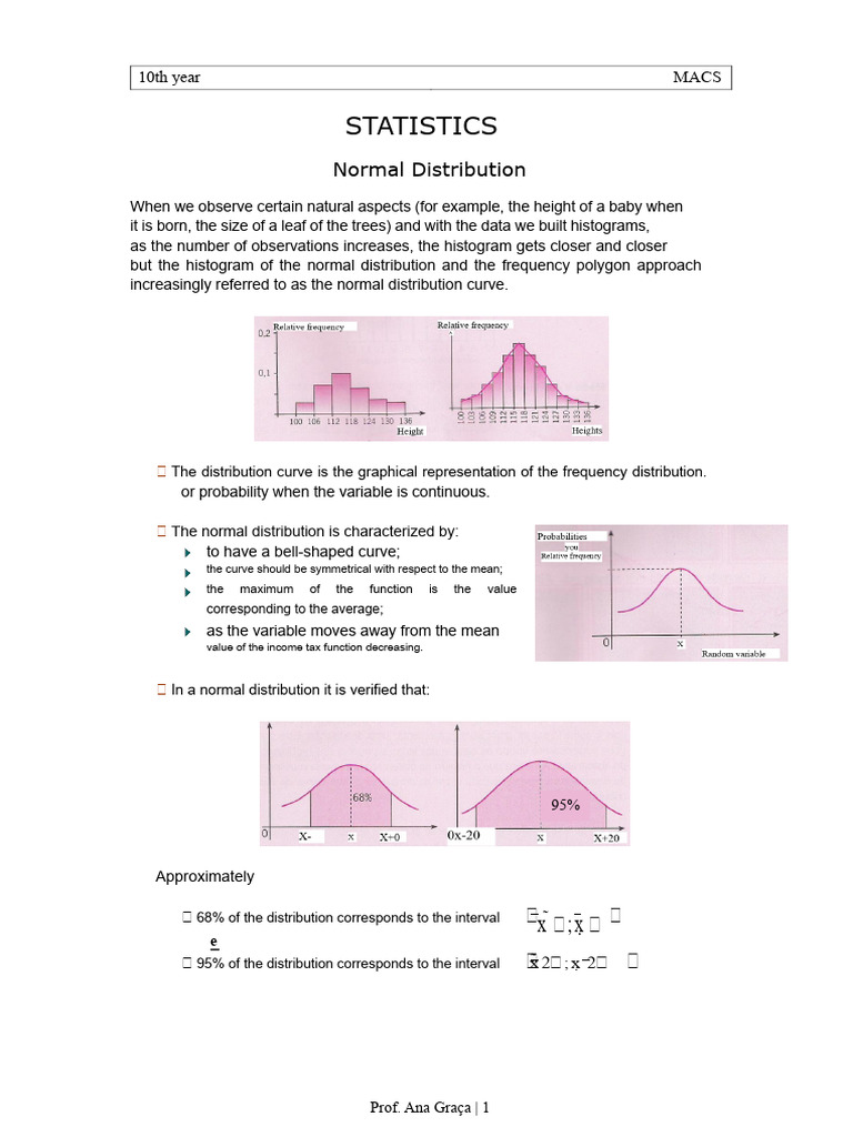 10th Year - MACS - Normal Distribution | PDF | Probability Distribution ...