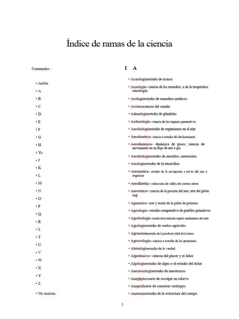 Ramas de la Ciencia: Índice Completo | PDF | Science | Mente