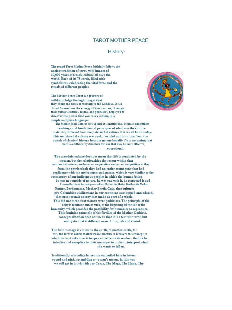 Mother Peace Tarot: A Matriarchal Journey | PDF | Mother Goddess ...