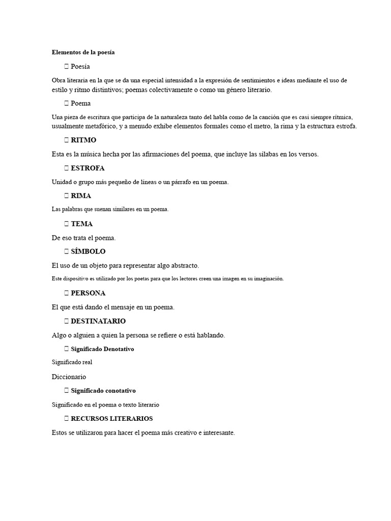 Elementos Clave de la Poesía | PDF | Poesía | Escritura