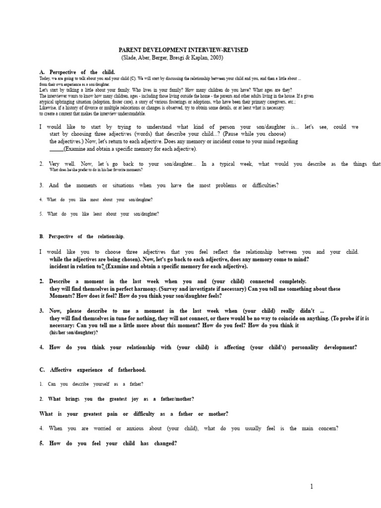 Parent Development Interview Overview | PDF | Parenting | Parent