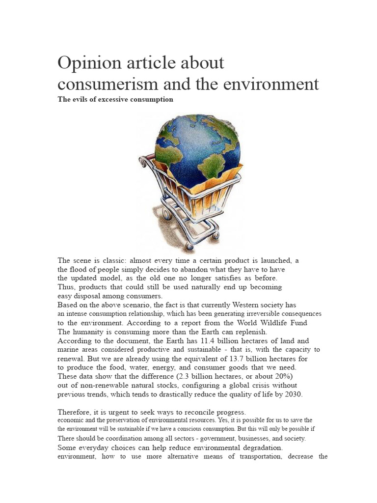 Opinion Article On Consumerism and The Environment | PDF ...