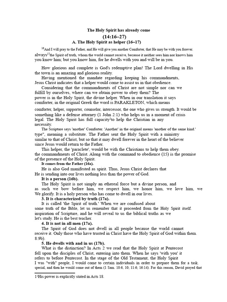 The Holy Spirit John 14 | PDF | God The Father | Jesus