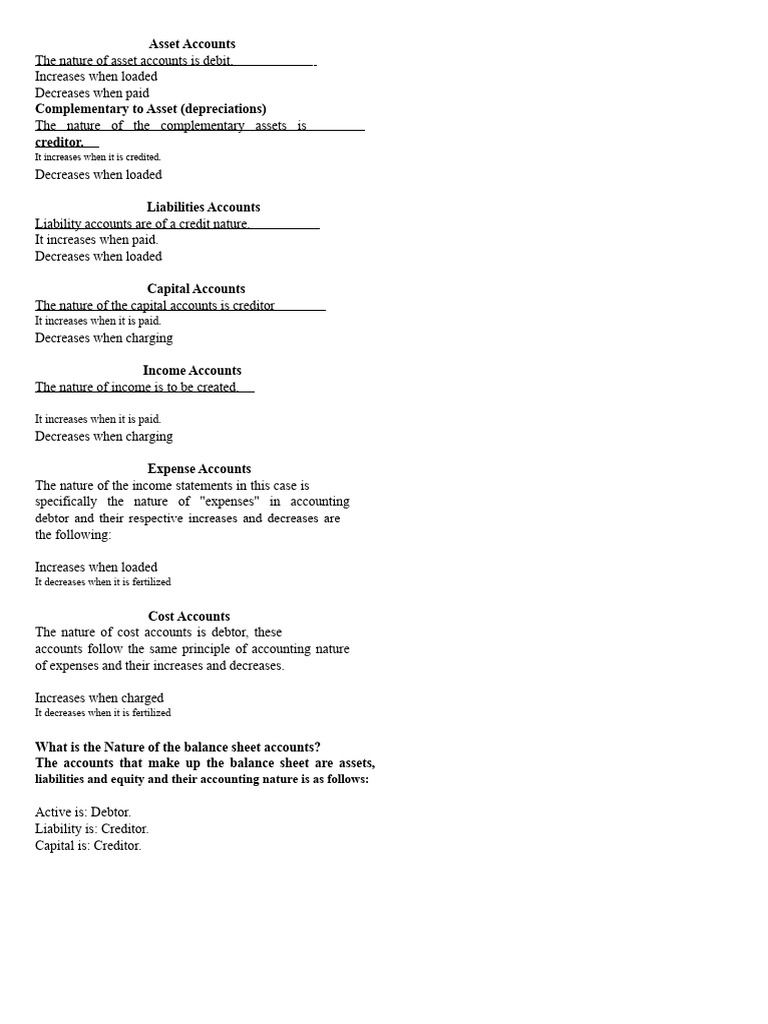 Nature of Assets and Liabilities | PDF