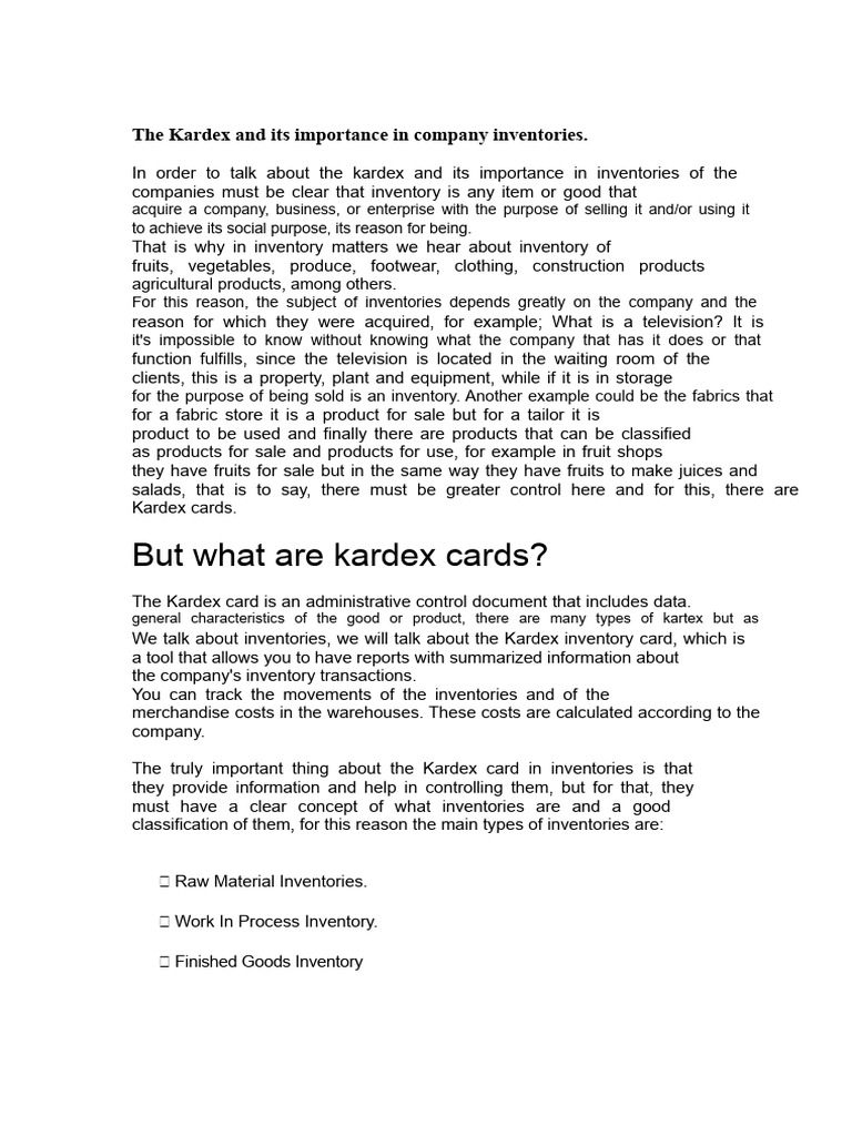 Understanding the Kardex System | PDF | Inventory | Logistics