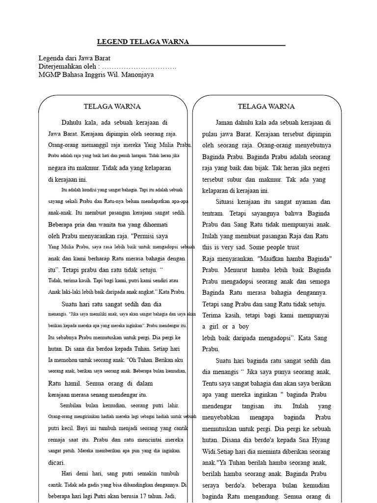 Legenda Telaga Warna | PDF