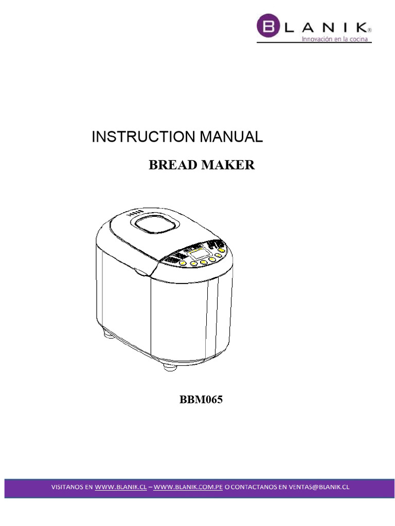 Bread Maker Instruction Manual | PDF | Teaspoon | Breads