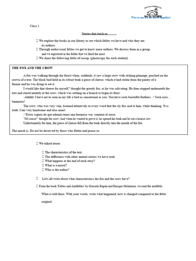 Sequence of Activities Fables and Legends | PDF | Fable