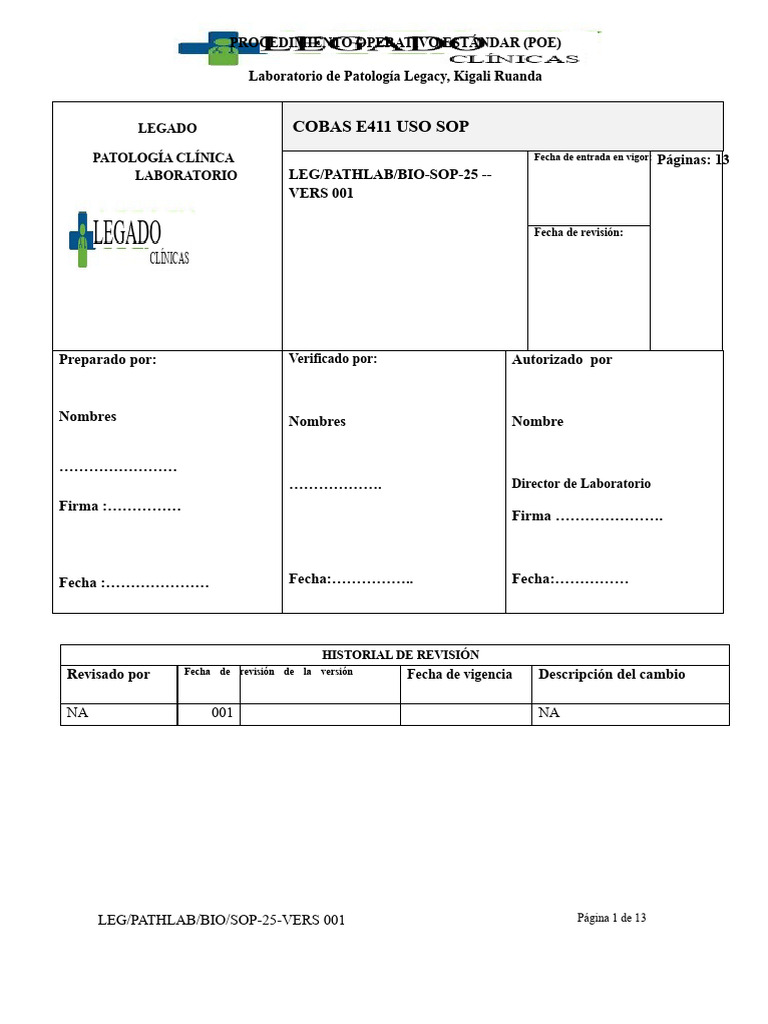 025 SOP Cobas E411 SOP | PDF | Anticuerpo | Laboratorios