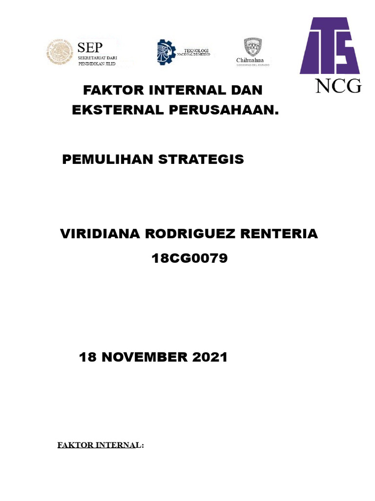 Faktor Internal Dan Eksternal Sebuah Perusahaan | PDF