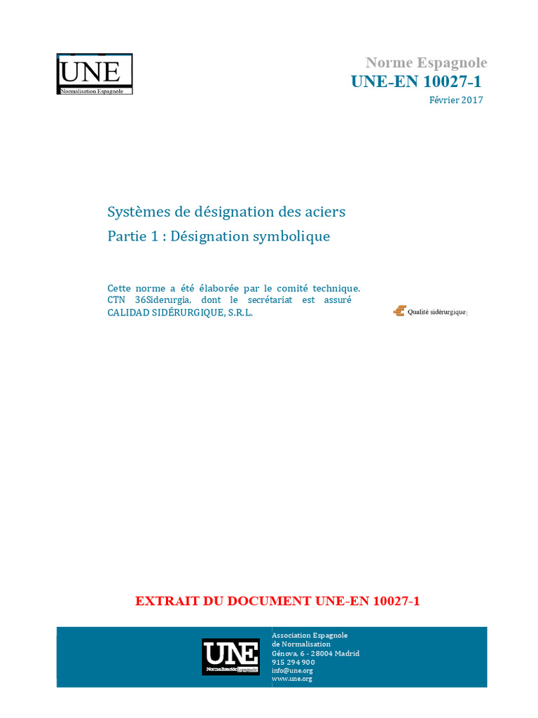 (Ex) Une en - 10027 1 2017 | PDF | Acier
