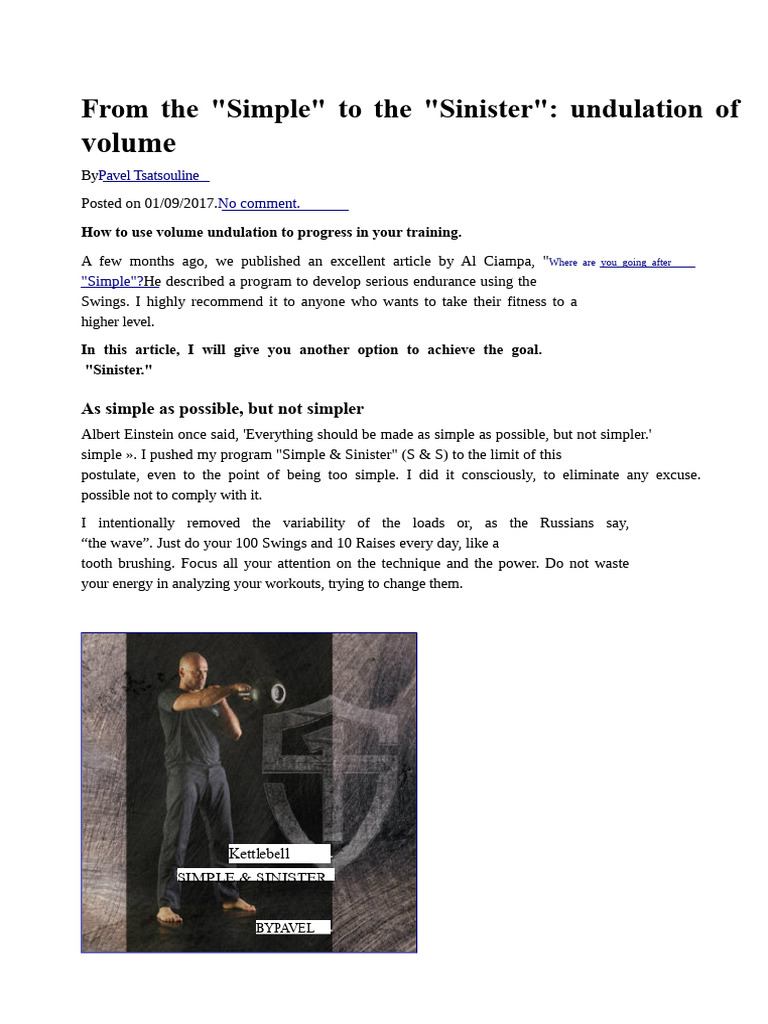 S&S PAVEL From Simple To Sinister Volume Undulation | PDF | Kettlebell