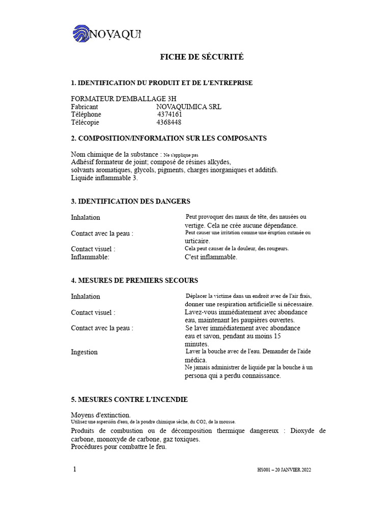 Fiche de Données de Sécurité Formateur ADEX | PDF | La combustion | Chimie