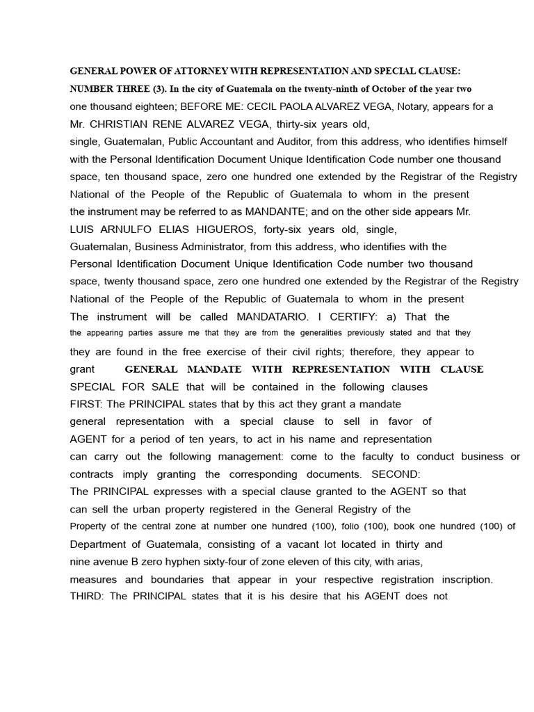 General Power of Attorney With Representation and Special Clause | PDF ...