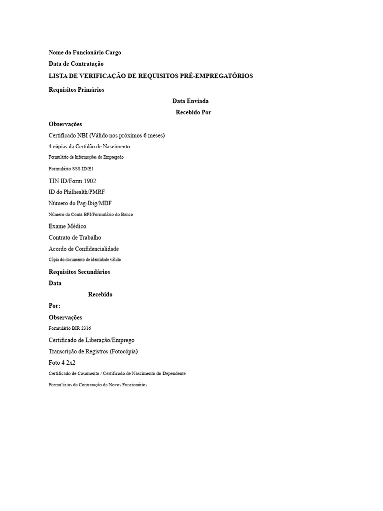 Requisitos para Novo Funcionário na NarraSoft | PDF | Gestão de ...
