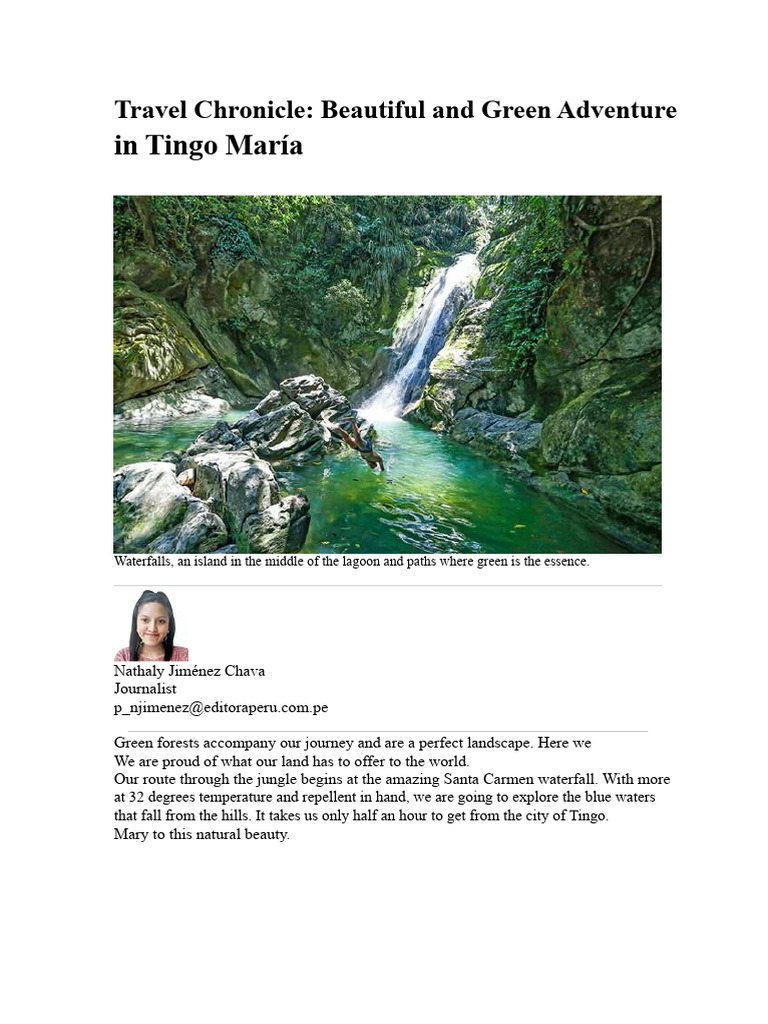 Example of A Travel Chronicle Tingo Maria | PDF