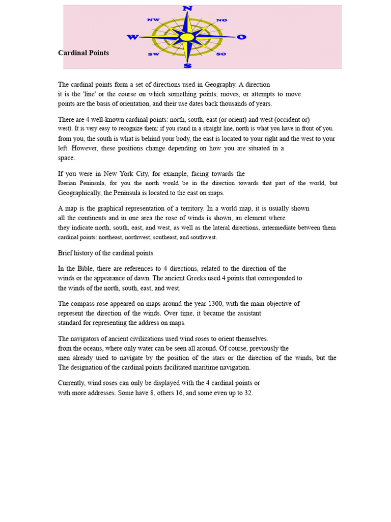 Cardinal Points | PDF | Map | Navigation