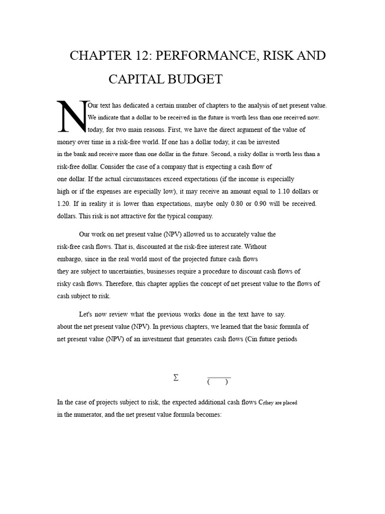 Return Risk and Capital Budgeting | PDF | Net Present Value | Beta ...