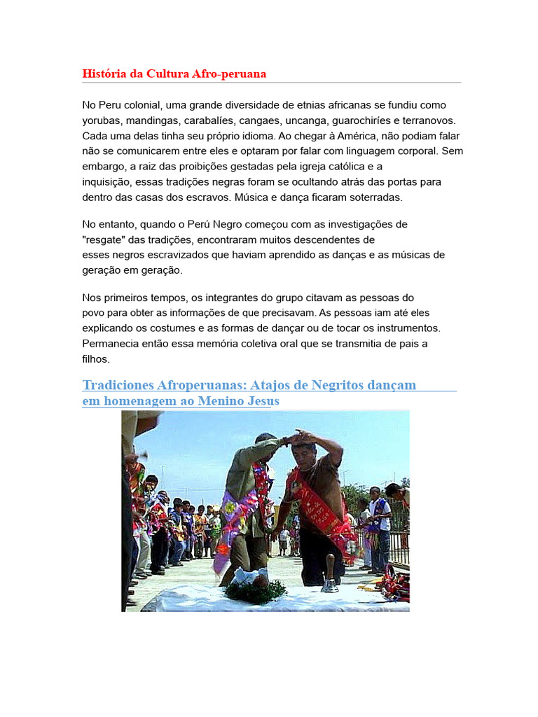 História da Cultura Afro-peruana | PDF | Peru | Escravidão