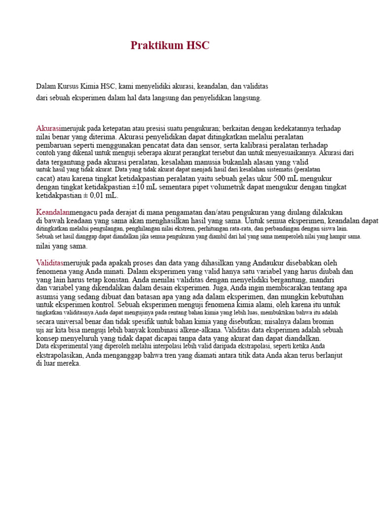 Praktikum Kimia HSC | PDF