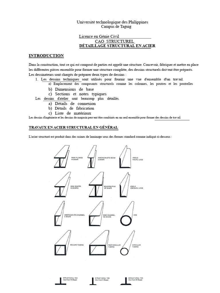 Détails du Dessin Structurel en Acier | PDF | Acier