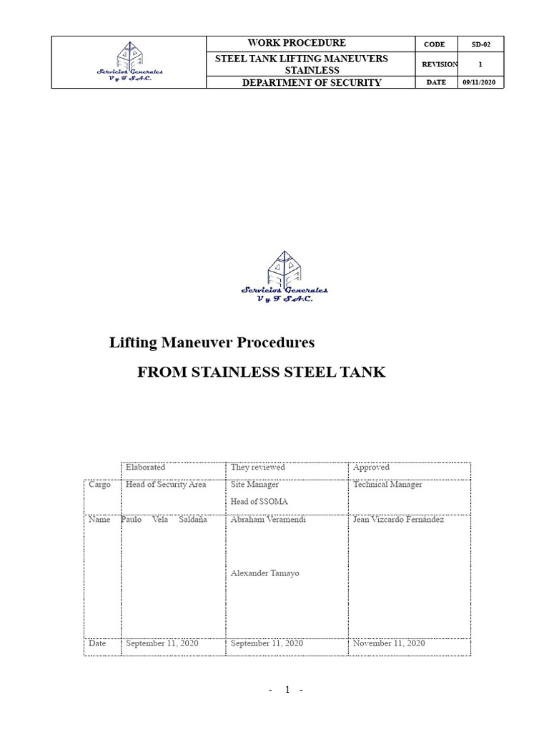 Steel Tank Lifting Procedures Guide | PDF | Crane (Machine) | Safety