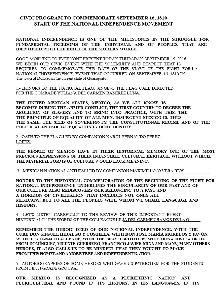 Civic Program of September | PDF | Mexico