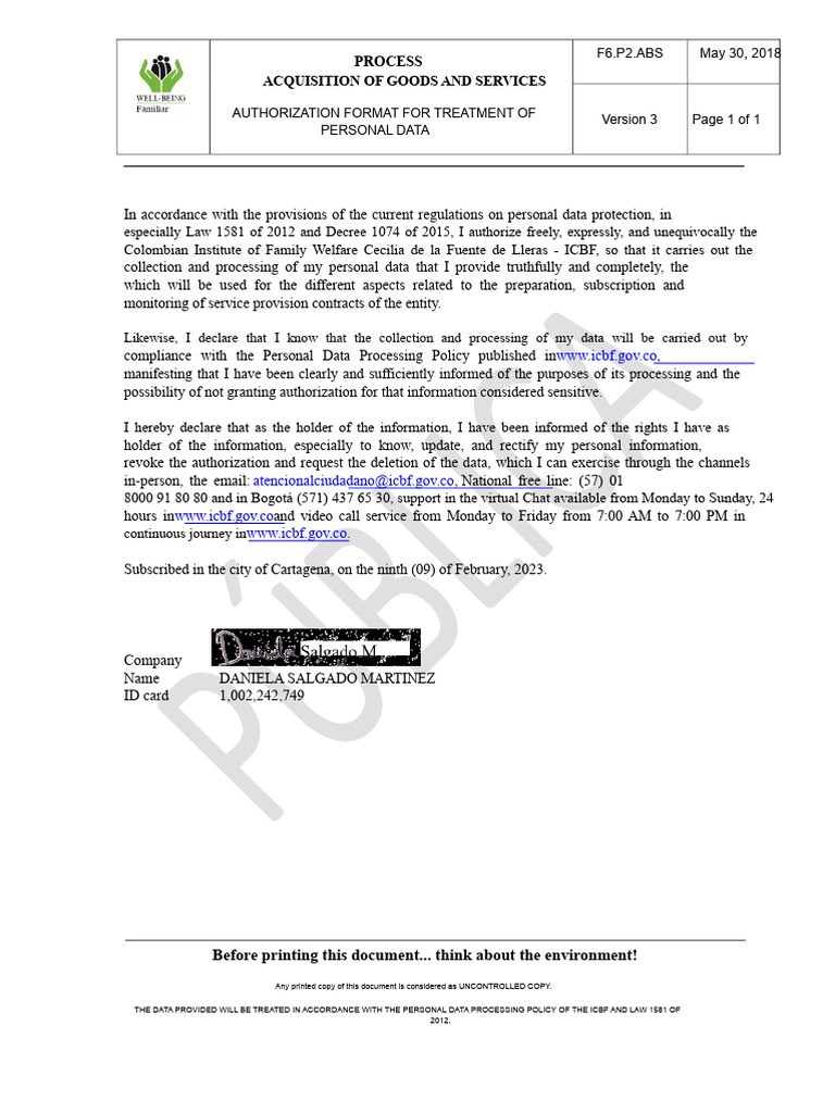 Data Processing Authorization Format-1 | PDF | Data Management | Privacy