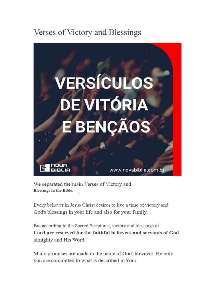 Bible Verses on Victory and Blessings | PDF | Blessing | Bible