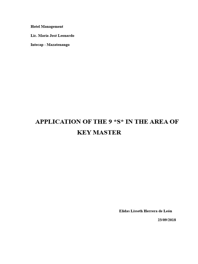 Implementing the 9S Methodology in Hotels | PDF | Housekeeping ...