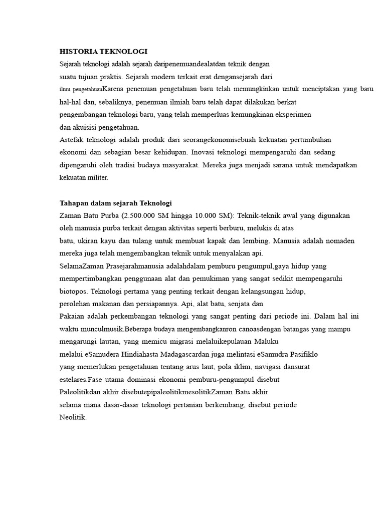 Sejarah Singkat Teknologi | PDF