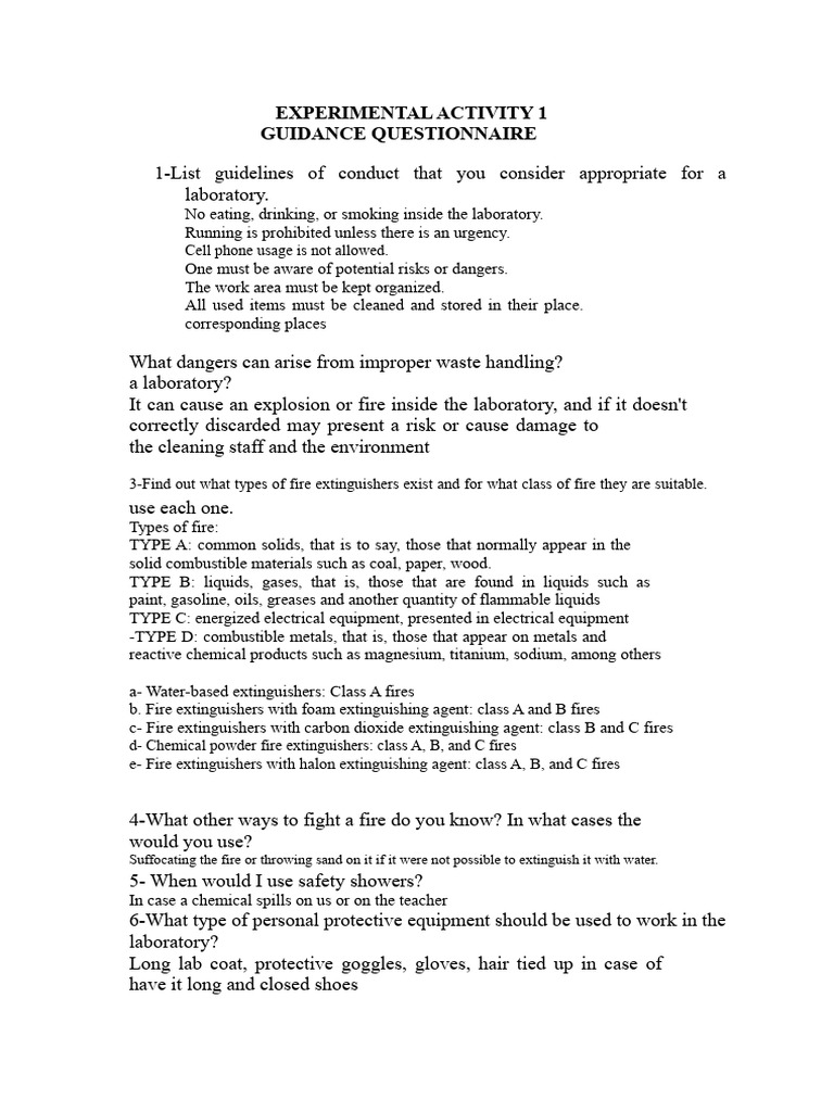 Questionnaire 1 and 2 of Lab | PDF | Chemistry | Materials