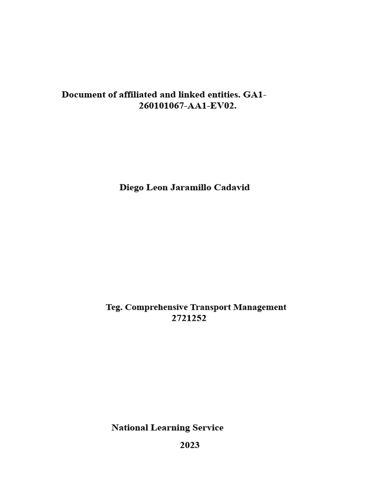 Document of Affiliated and Linked Entities. GA1-260101067-AA1-EV02 ...