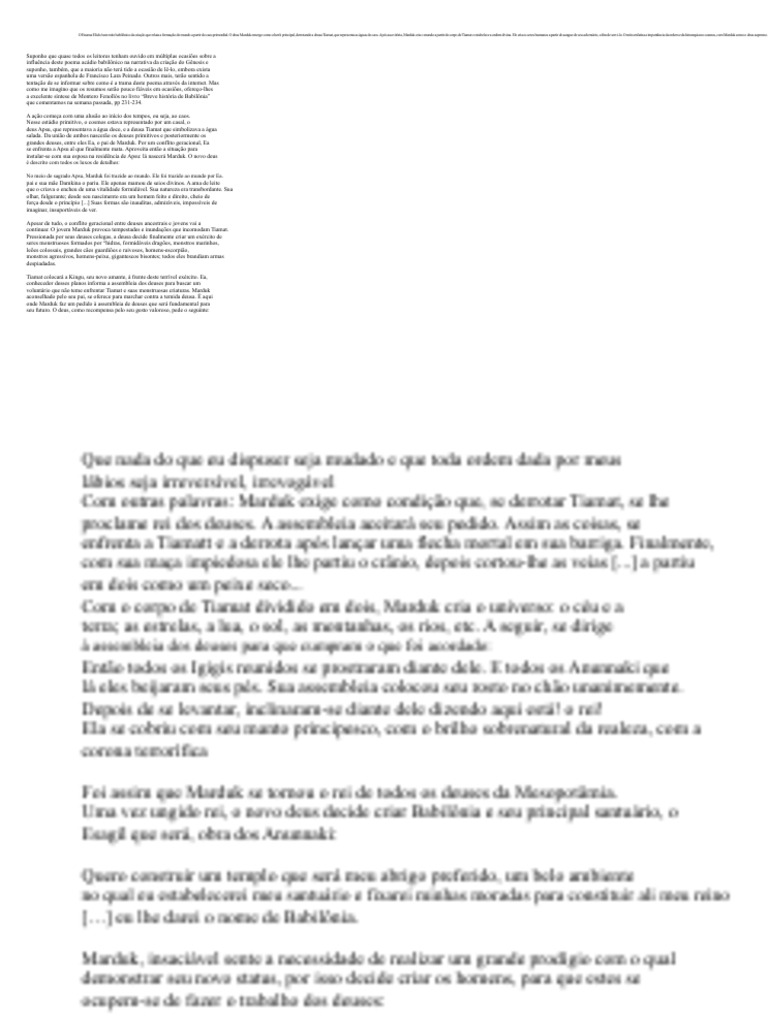 Mito da Criação: Enuma Elish e Marduk | PDF | Mitologia comparativa ...