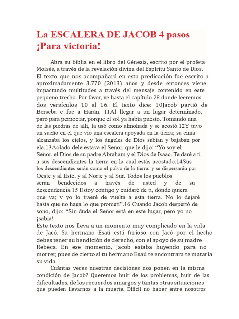 LA ESCALERA DE JACOB 4 Pasos para La Victoria | PDF | Jacob | Dormir