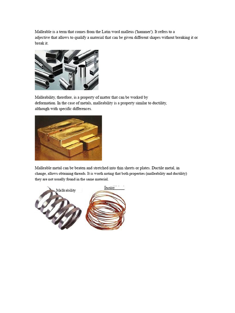 Malleability of Metals Explained | PDF