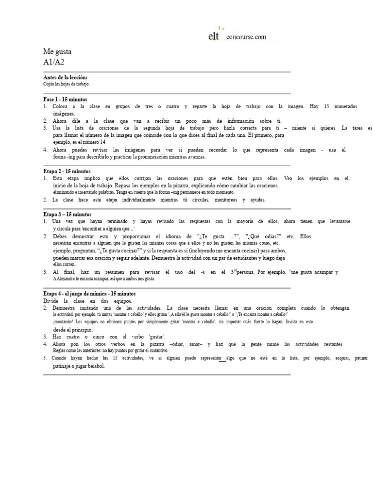 Actividades de Clase sobre Gustos y Preferencias | PDF