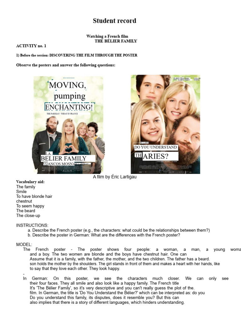 Sheet The-Belier-Family | PDF | Human Communication