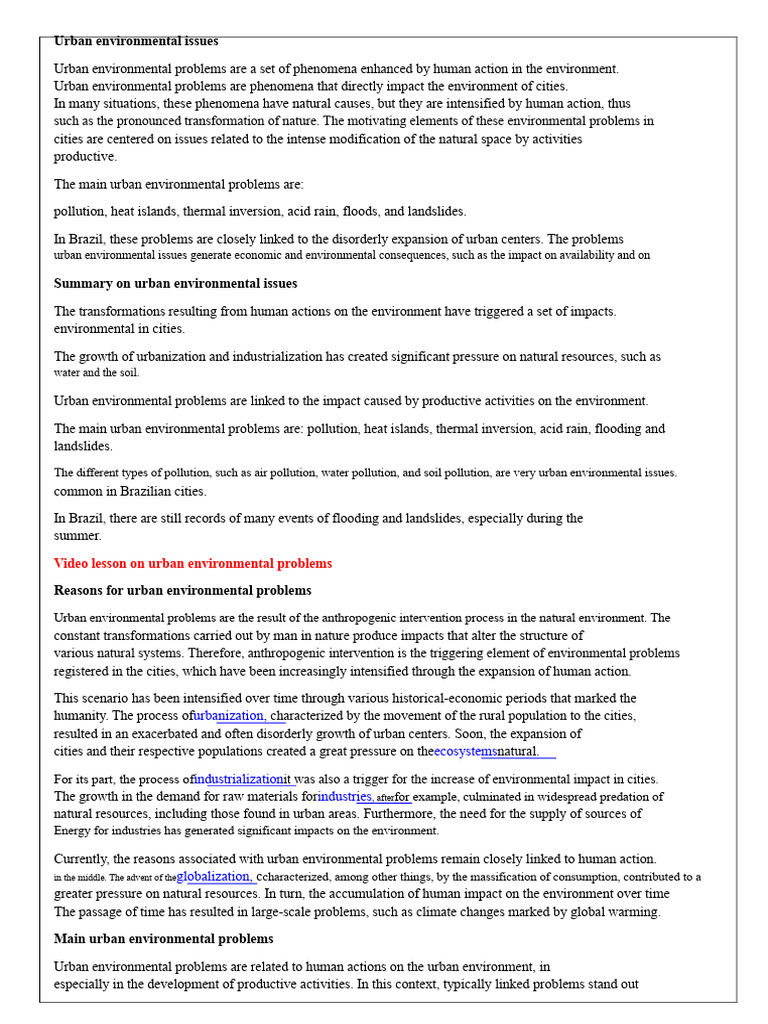 Urban Environmental Challenges Explained | PDF | Pollution | Waste