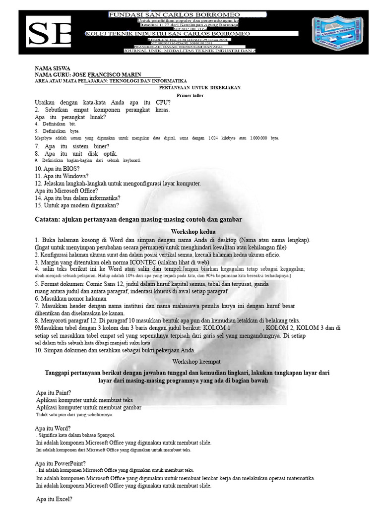WORKSHOP Kelas 10 Dan 11 | PDF