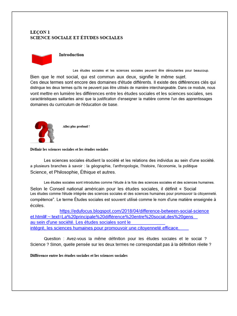 Différences entre sciences sociales et études sociales | PDF | Science ...
