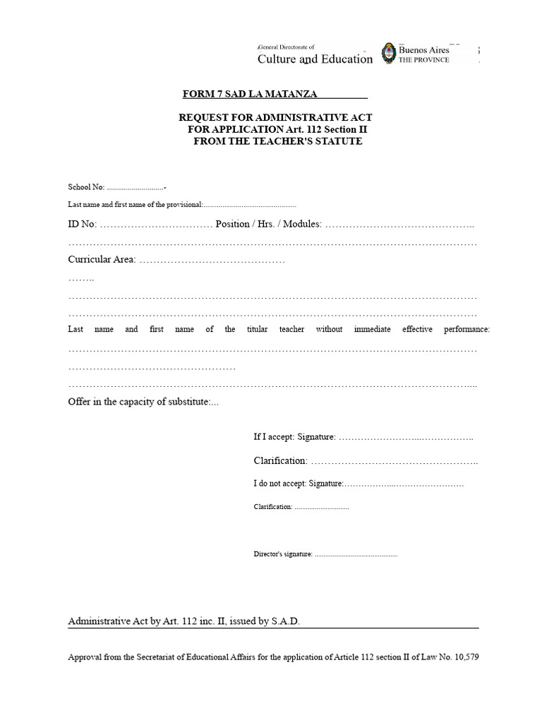 Form 7 Aval Art. 112 Inc. II Transition From Provincial To Superior | PDF
